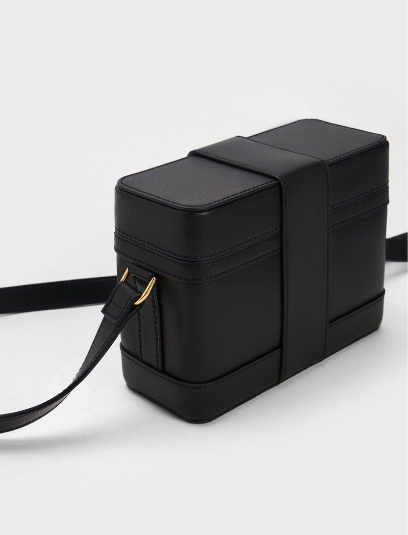 Charles & Keith Bronte Boxy Crossbody Bag - Black, Women's Fashion ...