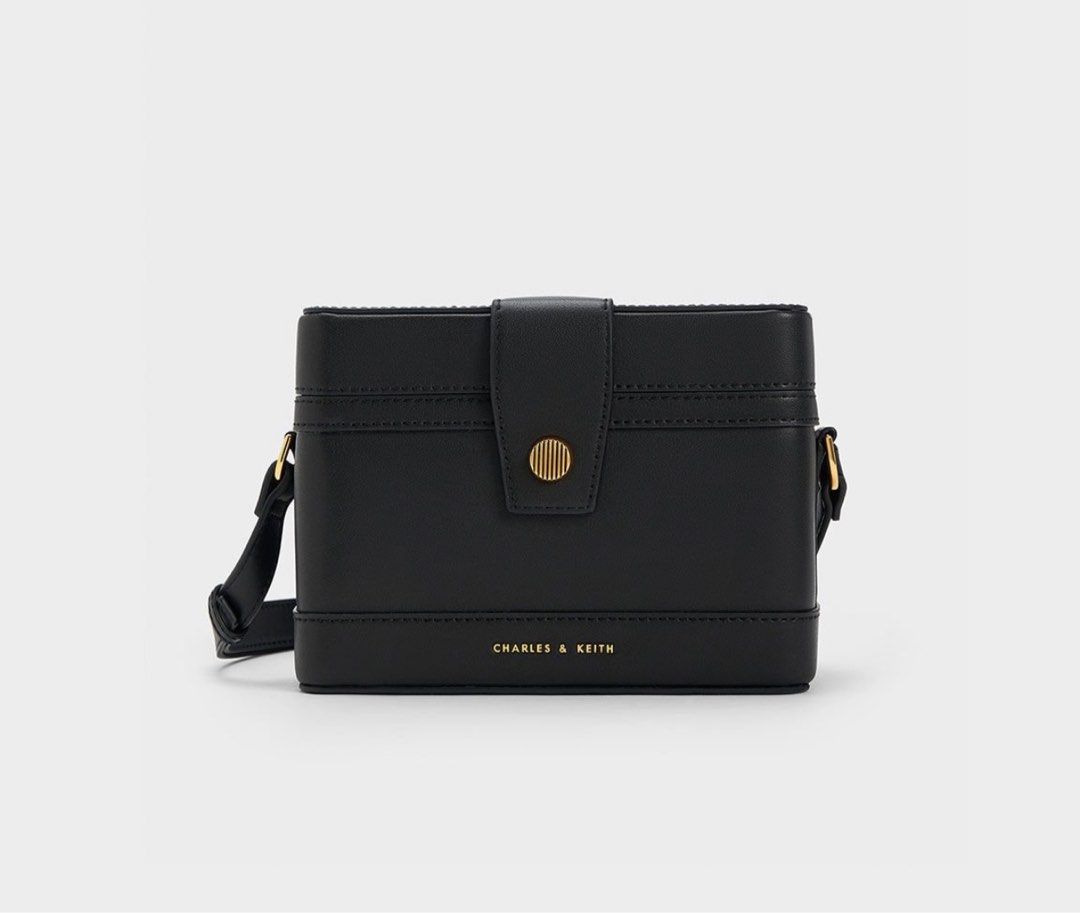 Charles & Keith Bronte Boxy Crossbody Bag - Black, Women's Fashion ...