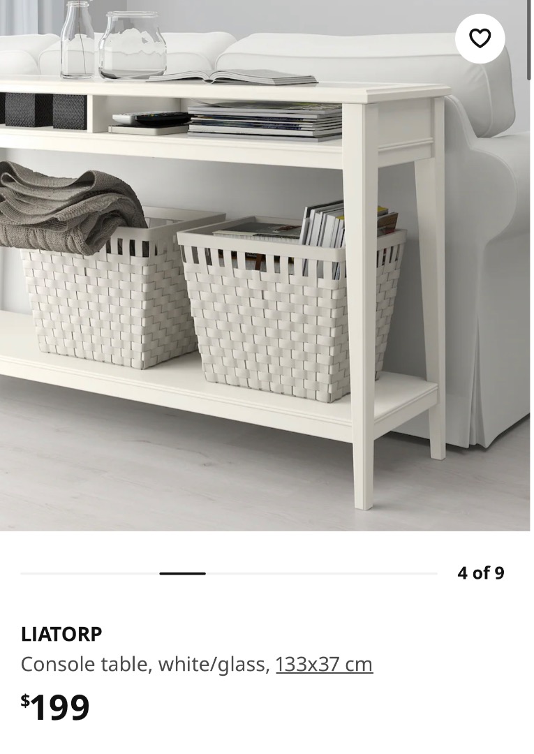 Console Table LIATORP IKEA - White/Glass, Furniture & Home Living ...