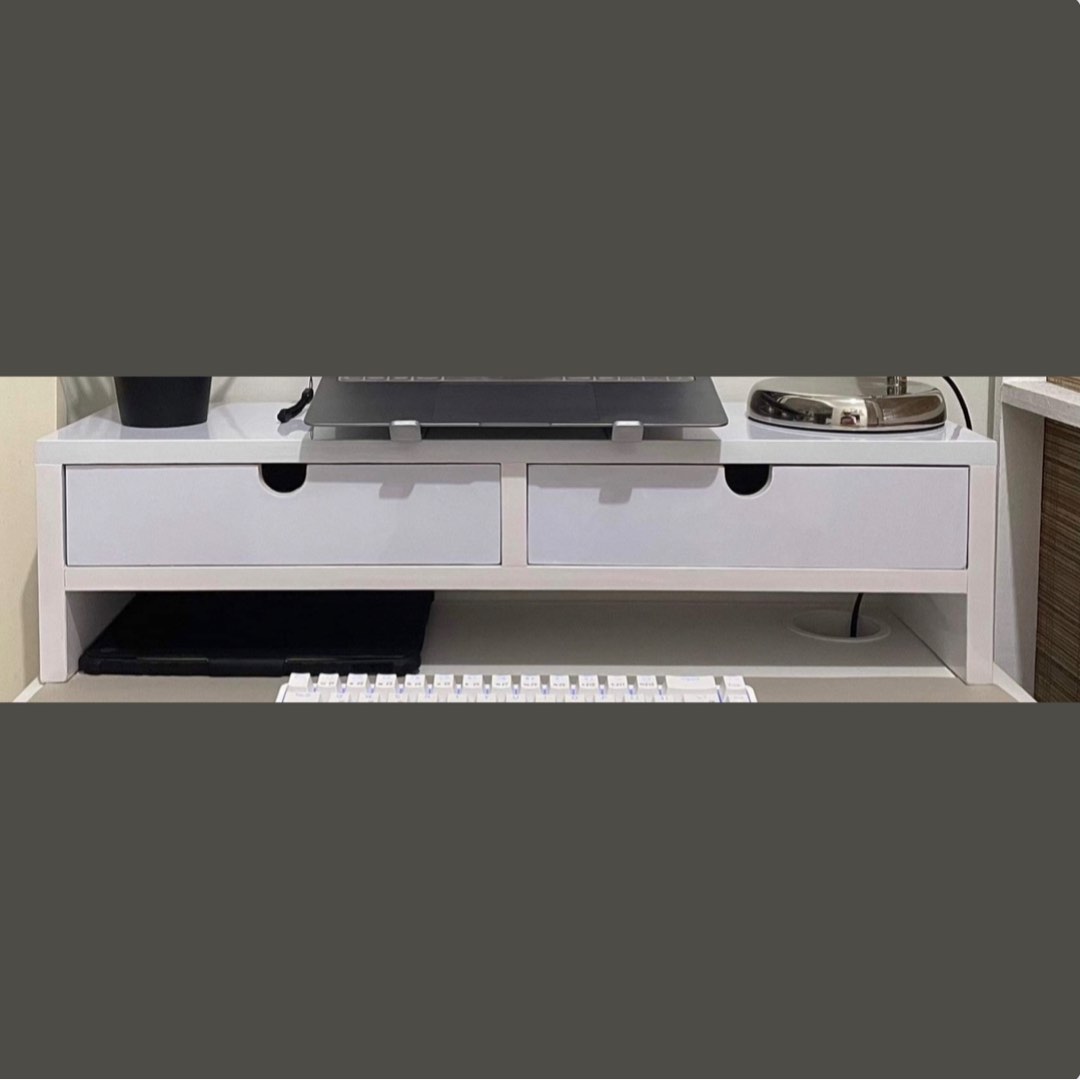 Customized Desk Monitor Laptop Riser with Drawers - White on Carousell