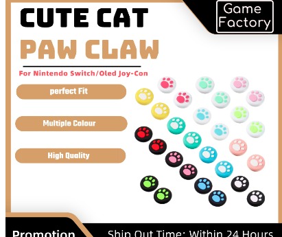 Cute Cat Paw Claw Thumb Stick Grip Cap Joystick Cover For Nintendo ...