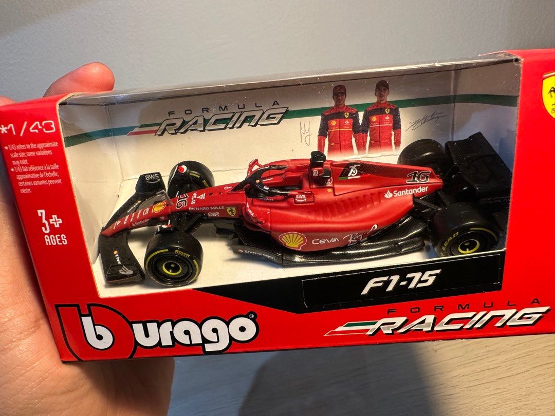 F1 Ferrari Diecast Model F1-75 1:43 Bburago Charles Leclerc Carlos ...