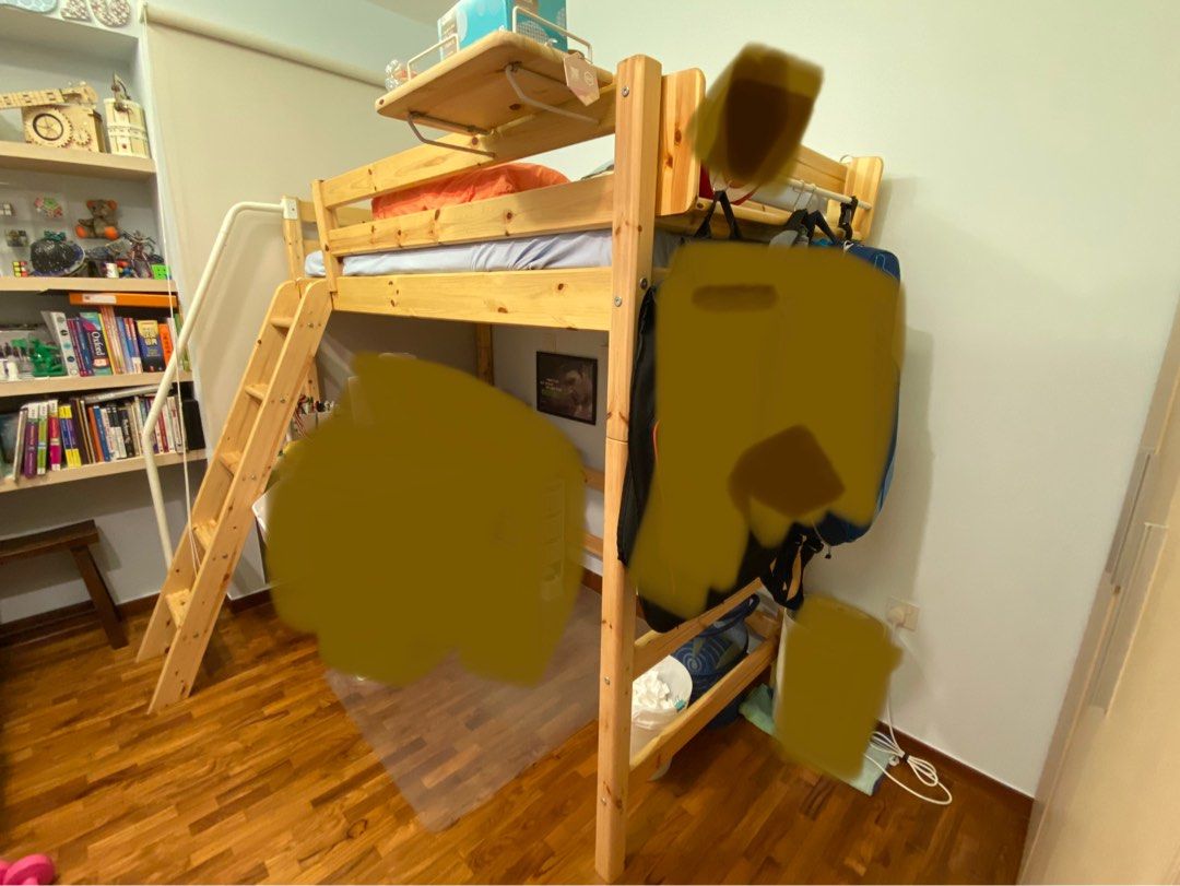 Flexa bunk loft single bed with ladder, handrail and mattress, Babies ...