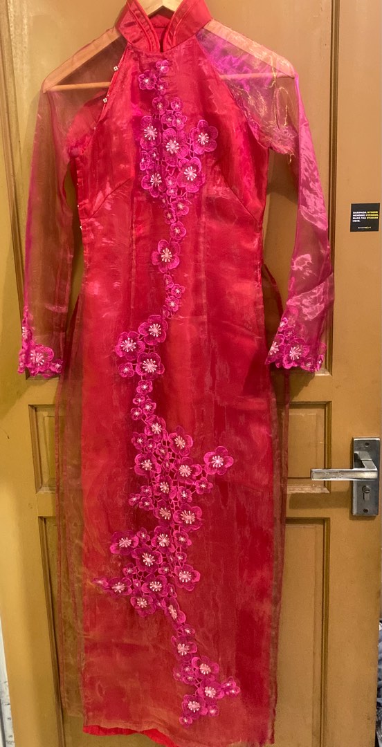 Gaun Cheongsam Qipao / Kurti India model Tiongkok Merah, Fesyen Wanita ...