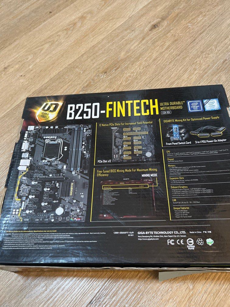 Gigabyte B250 Fintech Design for Mining, Computers & Tech, Parts ...