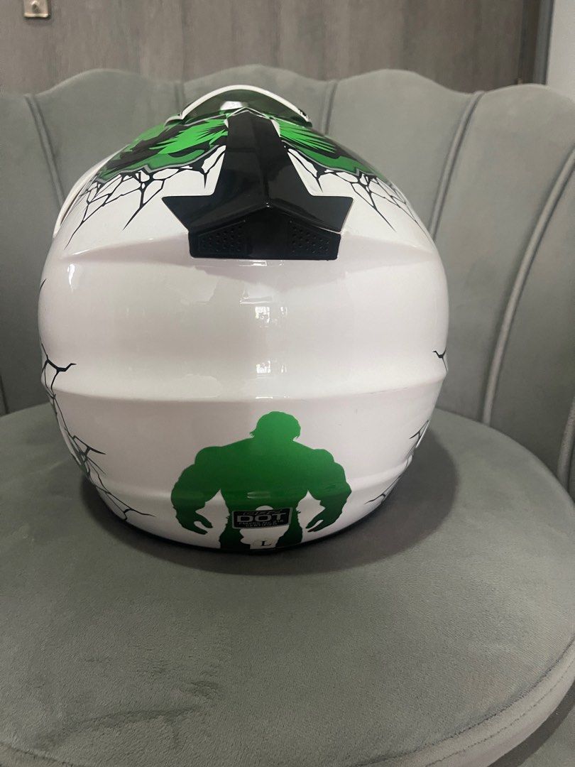 Helmet Incredible Hulk, Motorcycles, Motorcycle Apparel on Carousell