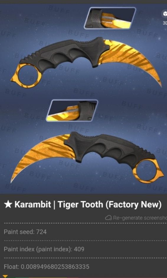 CSGO Karambit Knife| Tiger tooth on Carousell