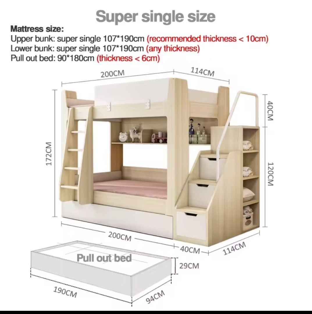 Kids modular Bunkbed with storage staircases, Furniture & Home Living, Furniture, Bed Frames ...