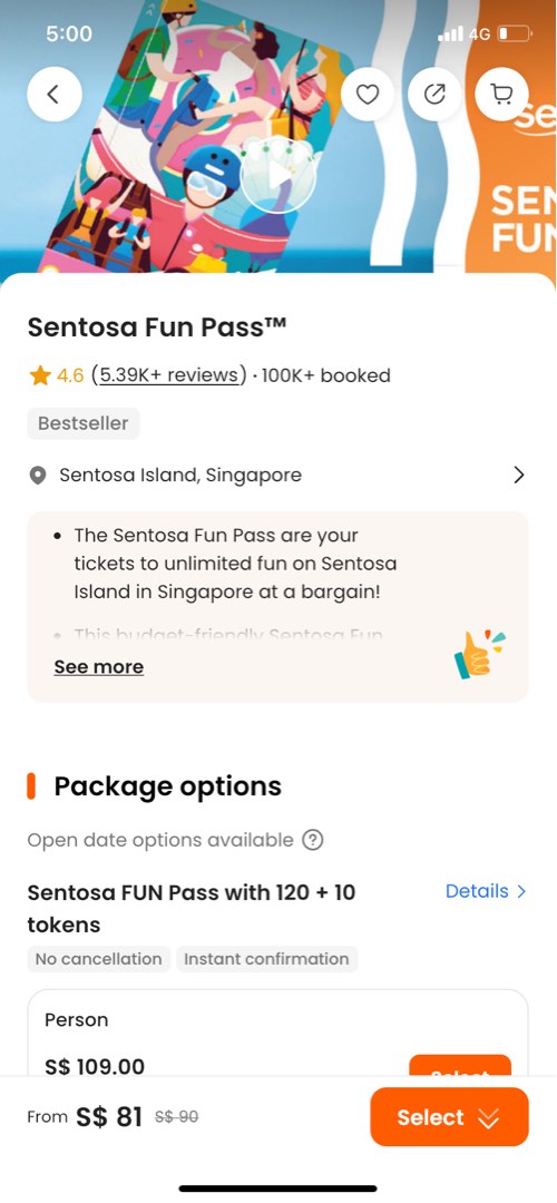 Klook Sentosa Fun Pass with 120 + 10 Tokens, Tickets & Vouchers, Event ...