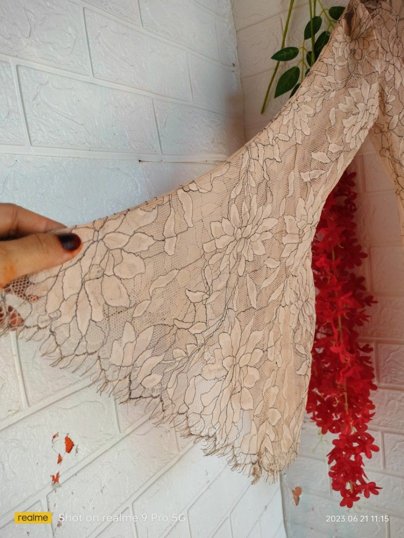 Lace see thru long sleeves, Women's Fashion, Tops, Longsleeves on Carousell
