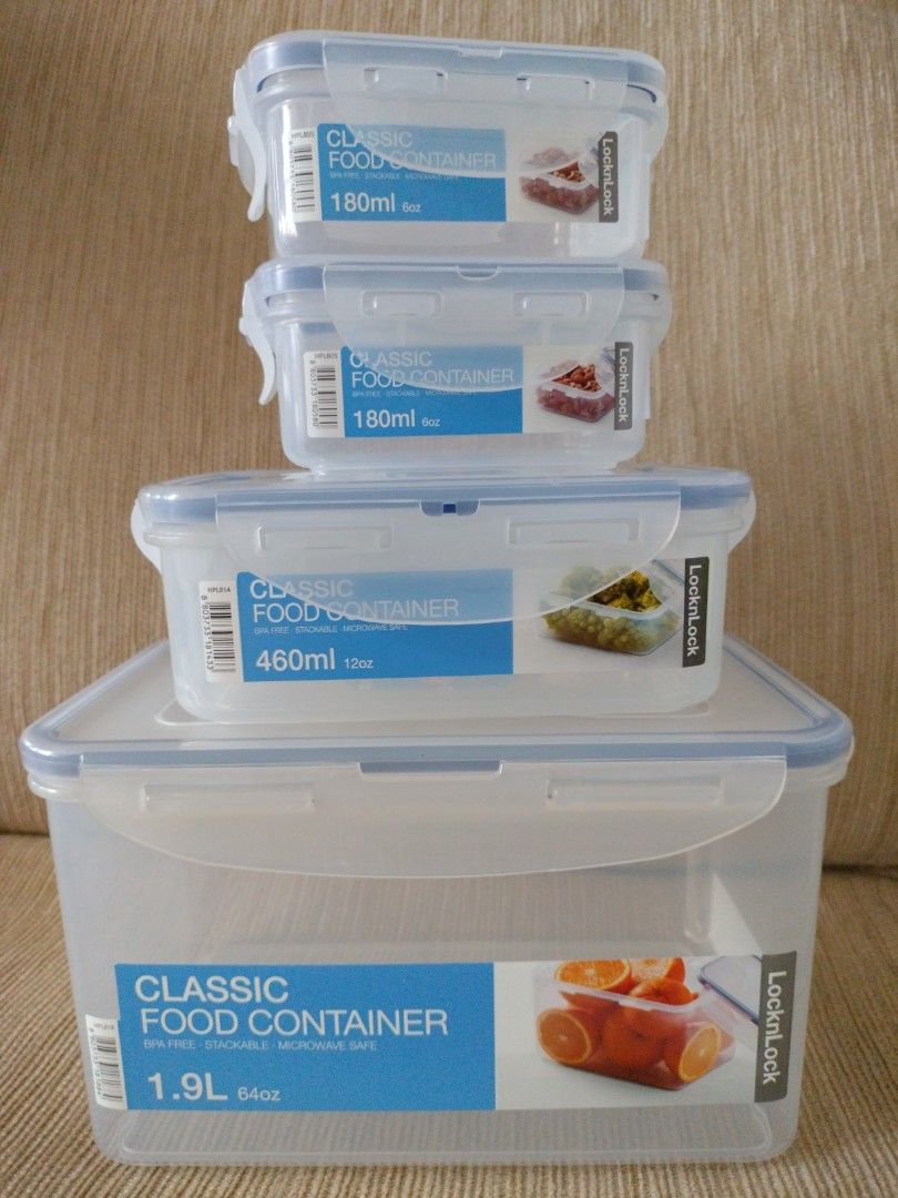 LocknLock Food Containers 4 pcs, Furniture & Home Living, Kitchenware ...