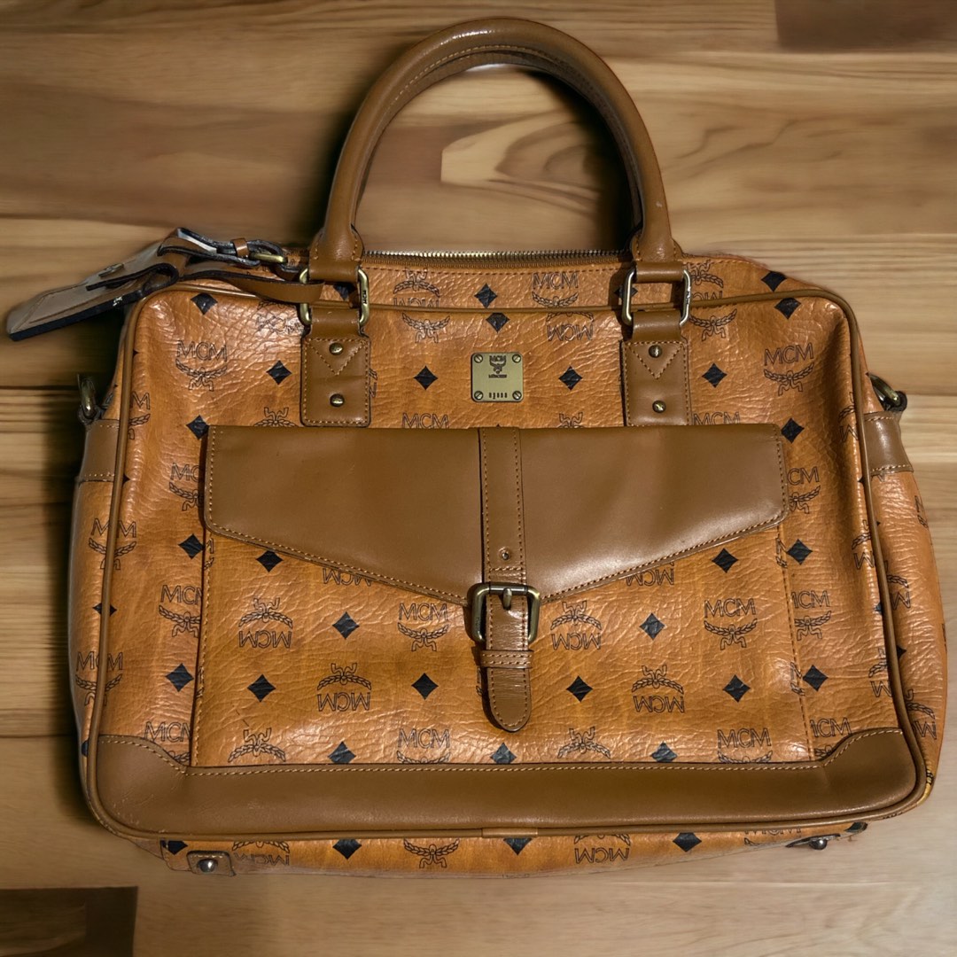 McM Cognac Visetos Laptop Bag on Carousell