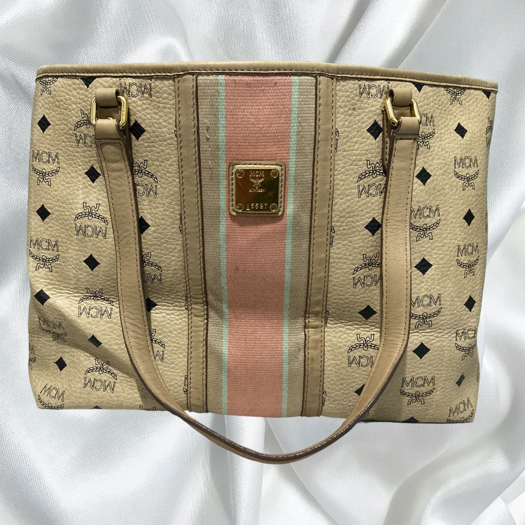 McM Cream Tote, Luxury, Bags & Wallets on Carousell