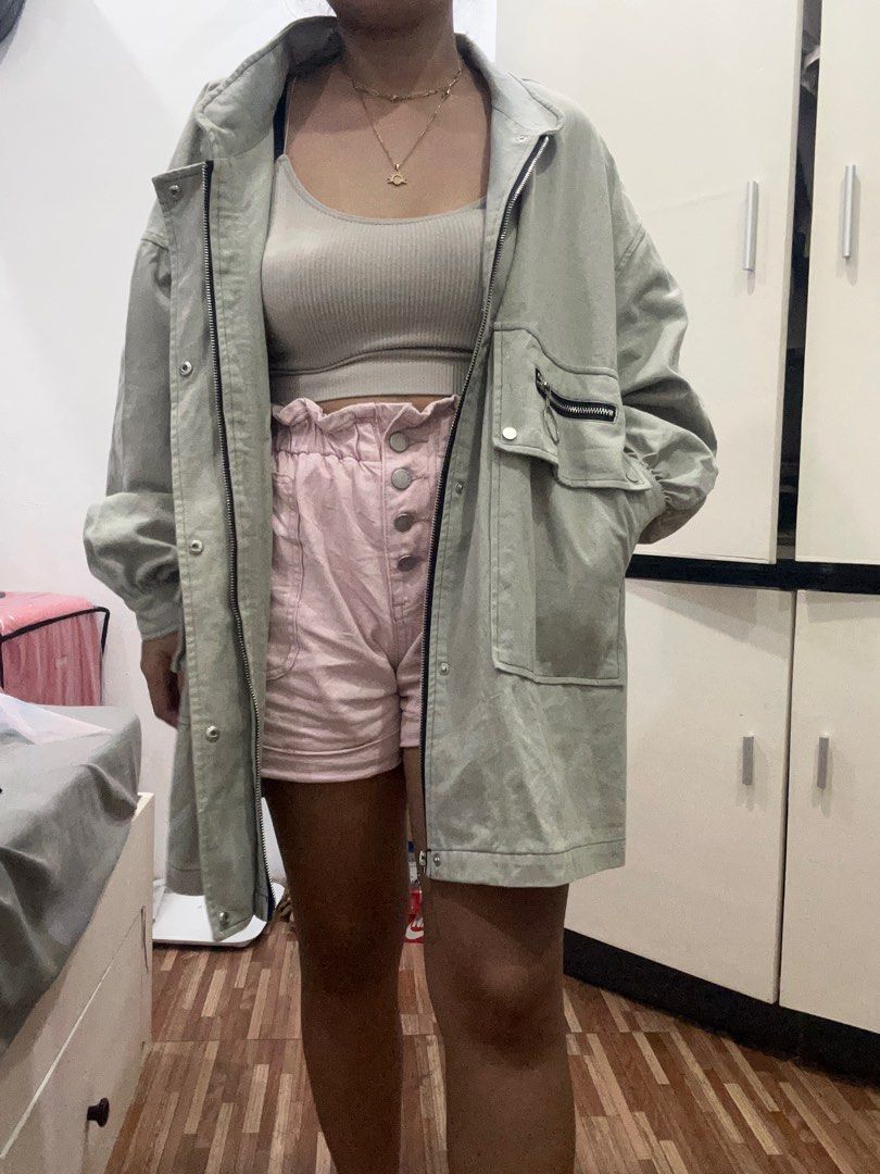 Mint green oversized cargo jacket on Carousell