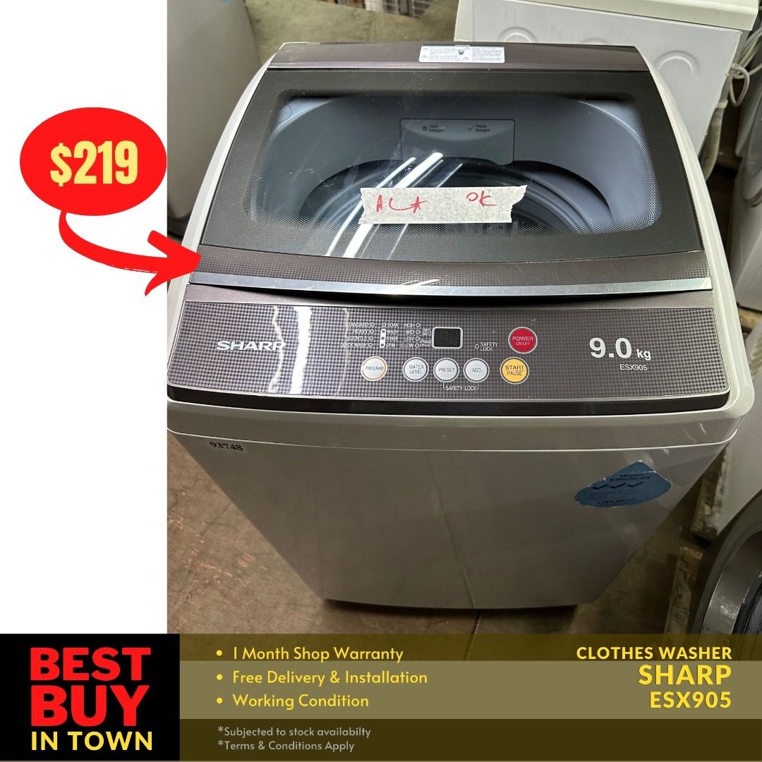 MUST BUY! Sharp 9KG Top-Loader Washing Machine ESX905 (93748), TV ...