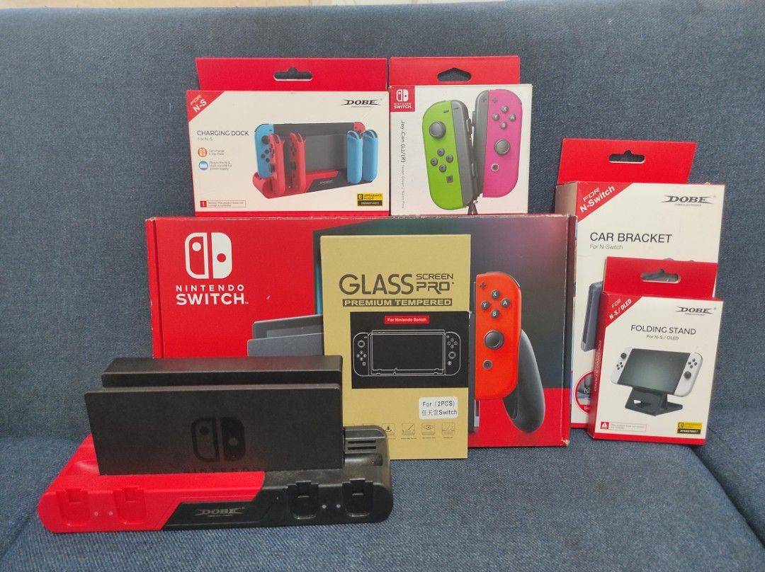 Nintendo Switch V2 complete set with accessories, Video Gaming, Video ...