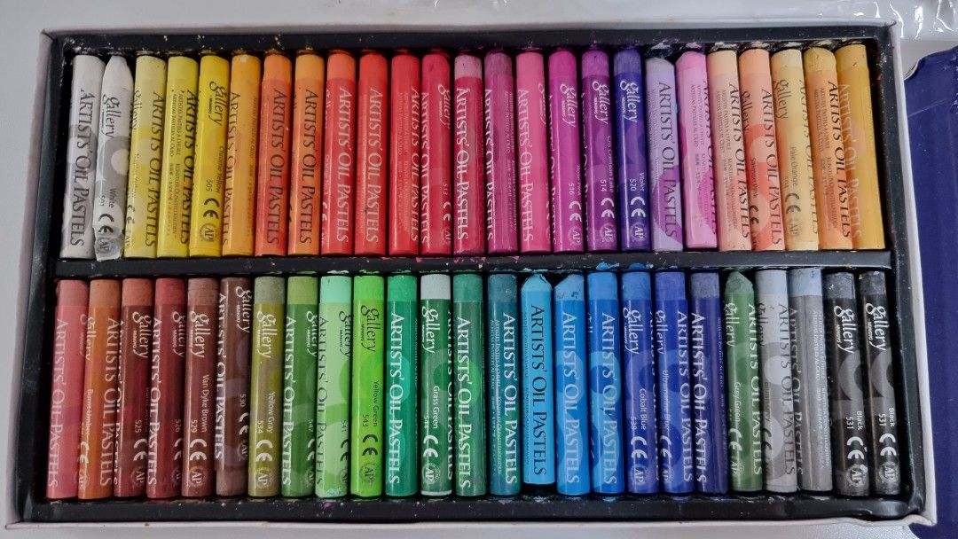 Oil Pastel Set (example art piece behind), Hobbies & Toys, Stationery ...