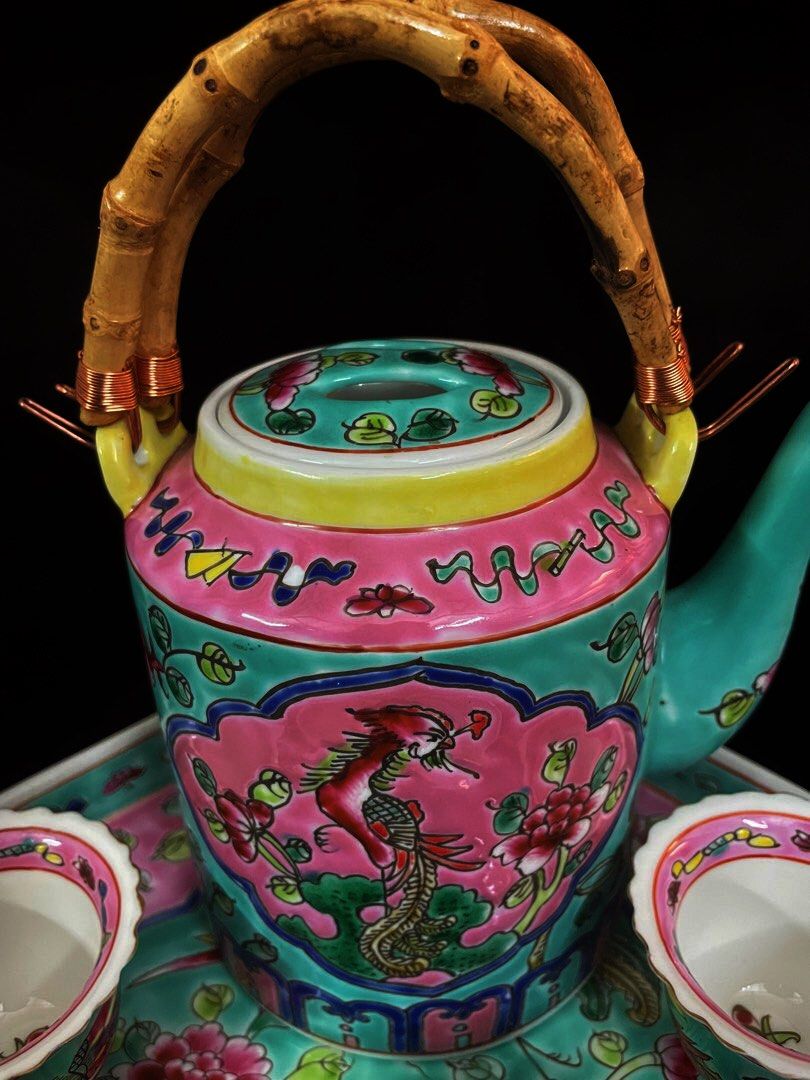 Peranakan Wedding Teapot Set, Furniture & Home Living, Kitchenware ...