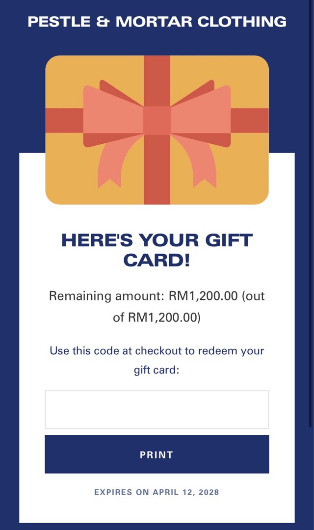 Pestle & Mortar Voucher, Men's Fashion, Tops & Sets, Tshirts & Polo ...