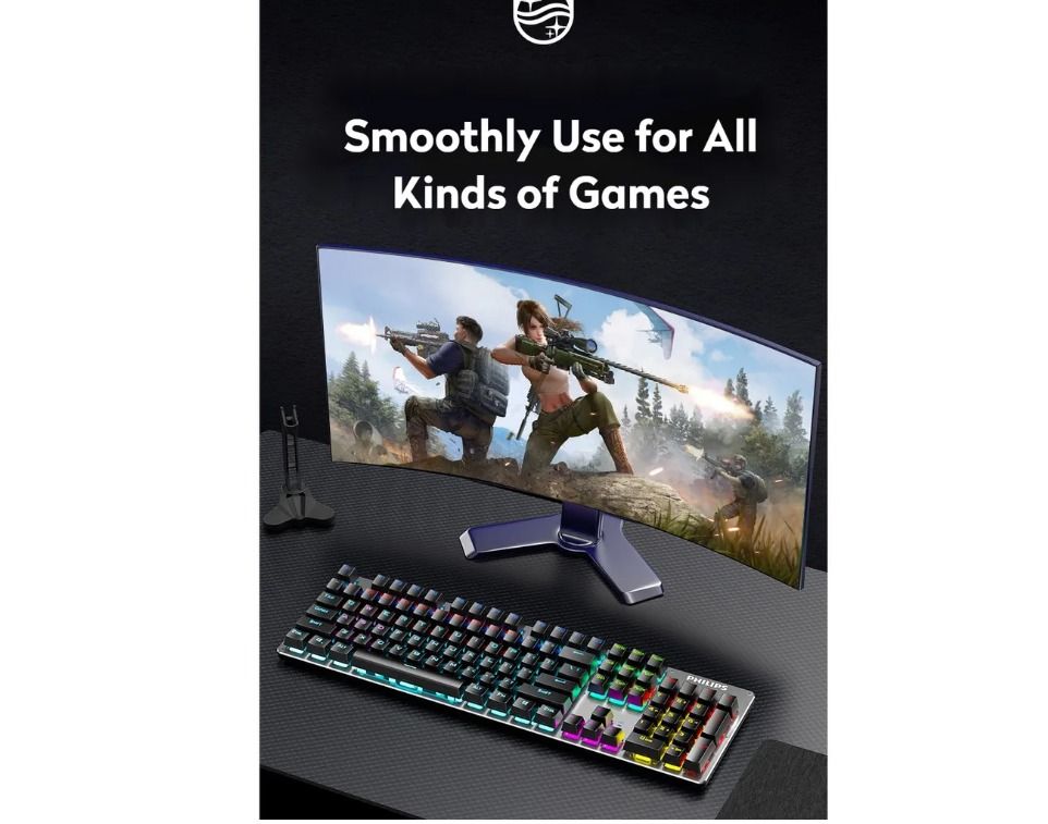 Philips SPK8401 SPT6324 Mechanical Gaming Keyboard Mouse Bundle ...