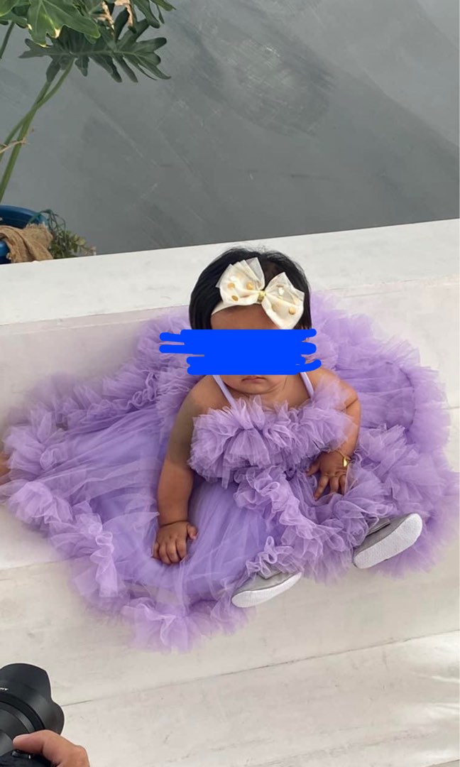 PURPLE GOWN 1st birthday photoshoot gown, Babies & Kids, Babies & Kids ...