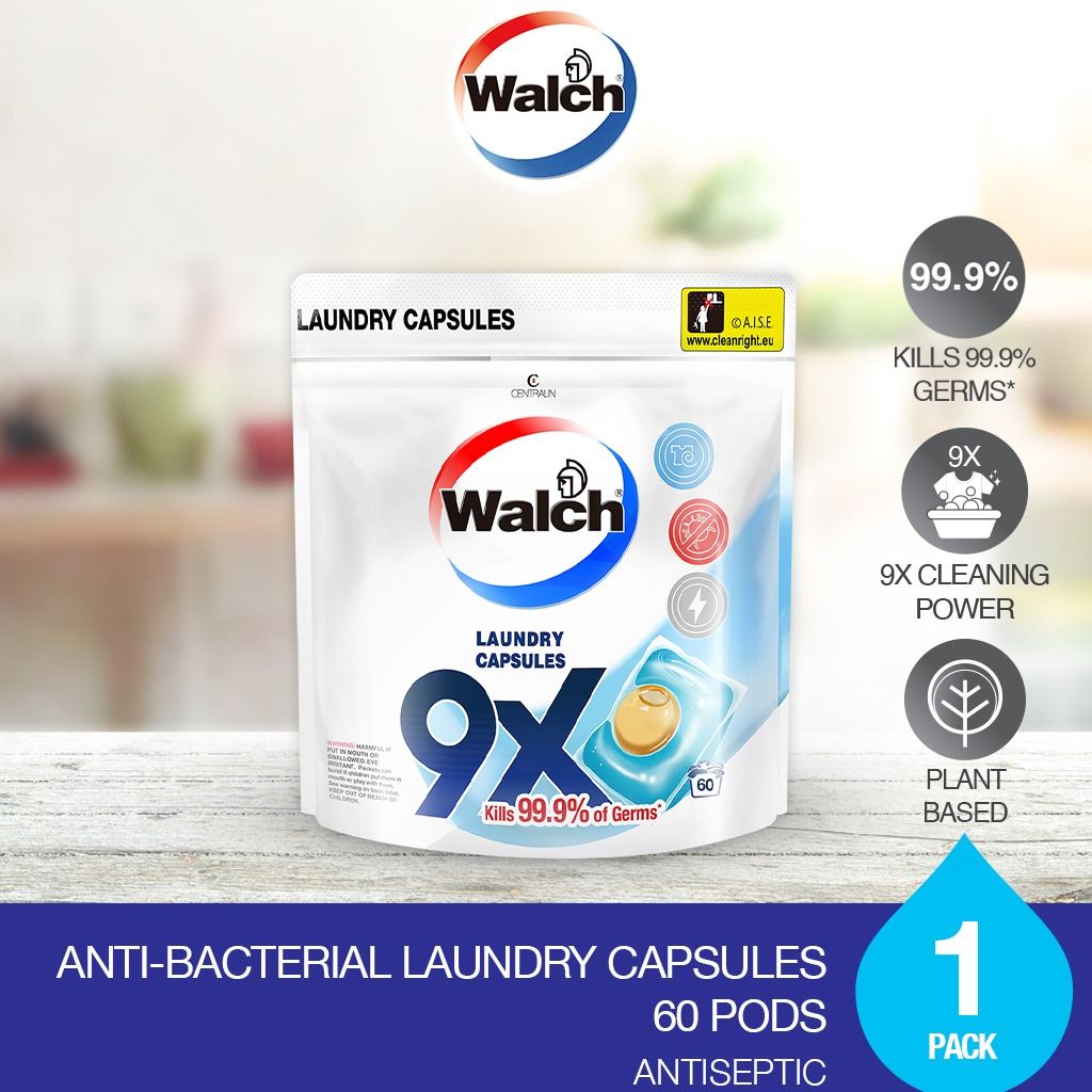 READY STOCK! *60 CAPSULE PER PACK* Walch 9x Antiseptic Laundry Capsules ...