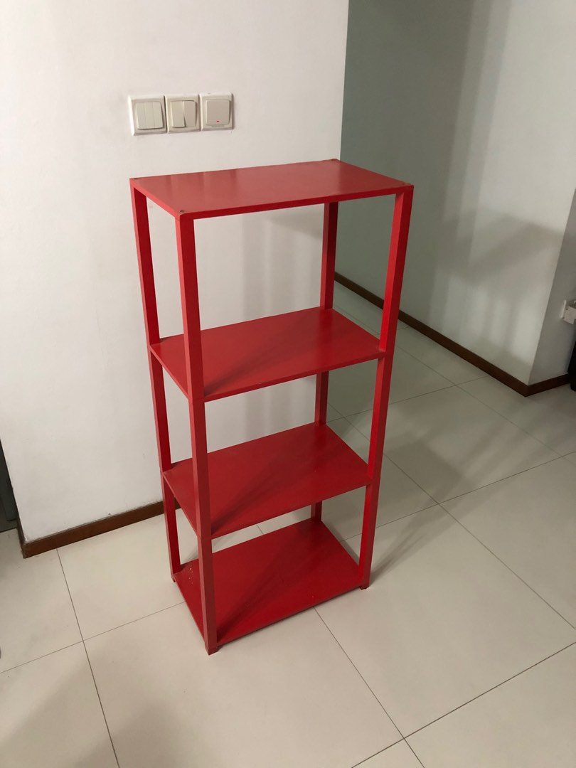 Red wooden IKEA shelf rack, Furniture & Home Living, Furniture, Shelves ...