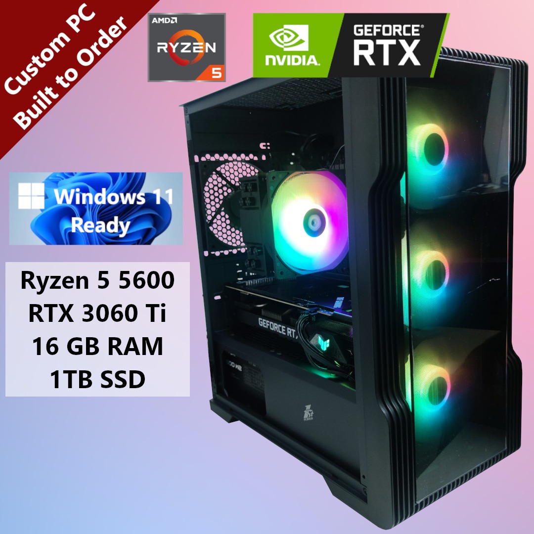 Ryzen 5 5600 RTX 3060 Ti 8GB Budget Gaming Computer PC Custom PC ...