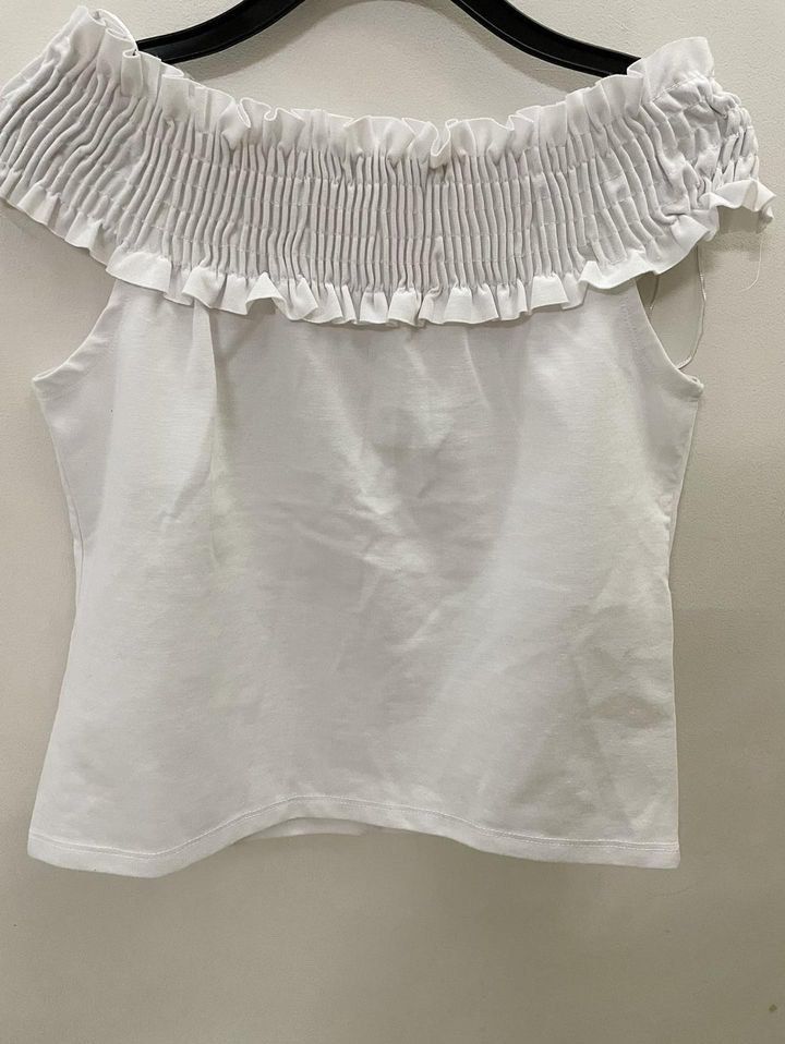 Sabrina ZARA top White, Fesyen Wanita, Pakaian Wanita, Atasan di Carousell