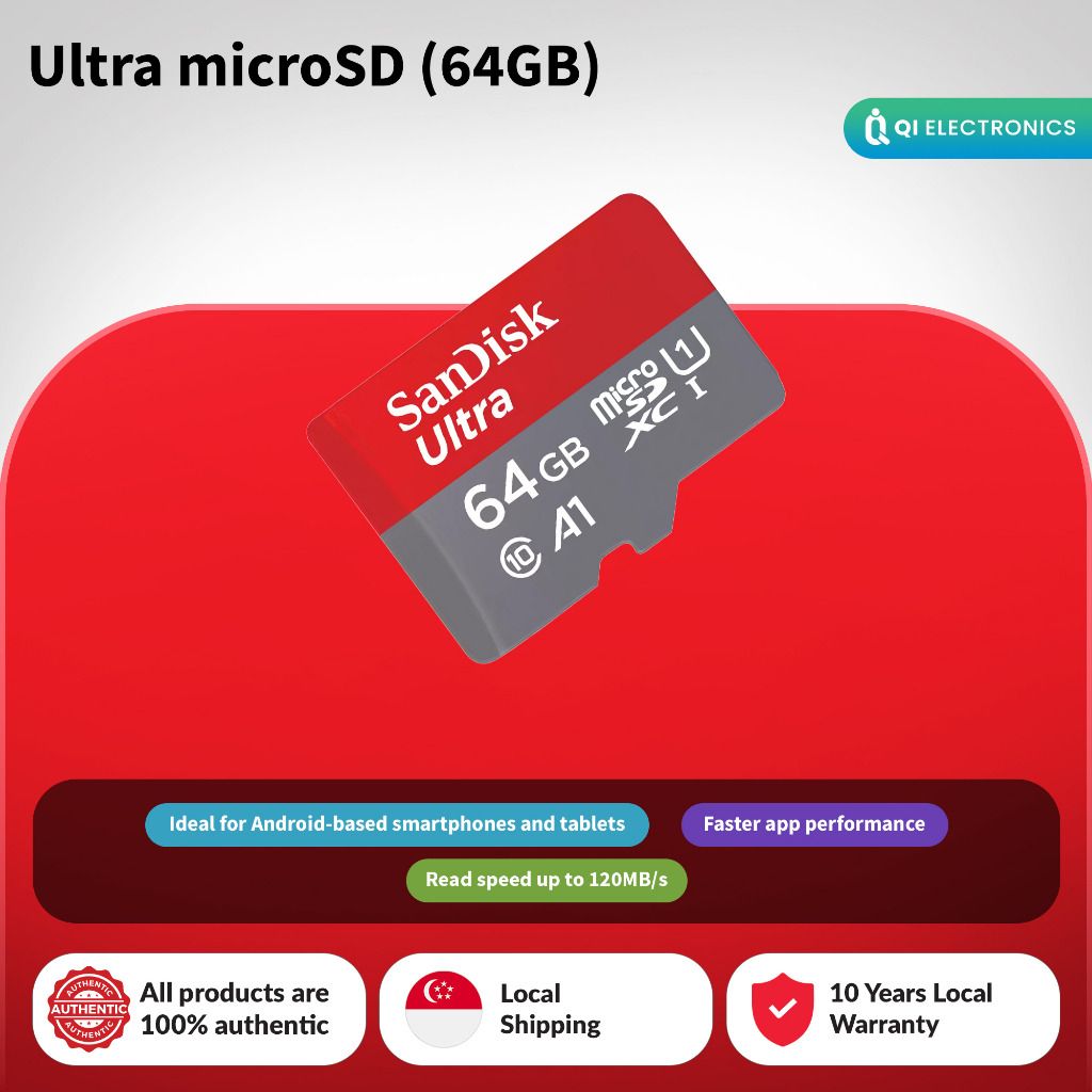 SanDisk Ultra microSD A1 Memory Card 64GB 128GB 256GB 512GB, Mobile ...