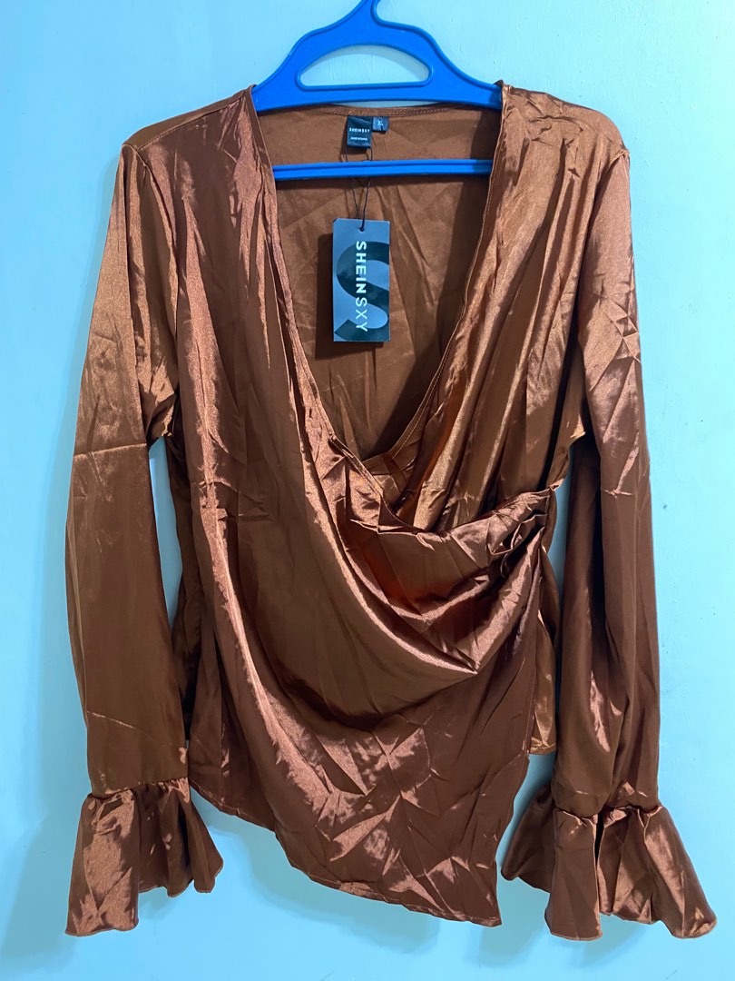 Silky Rust Top, Women's Fashion, Tops, Longsleeves on Carousell