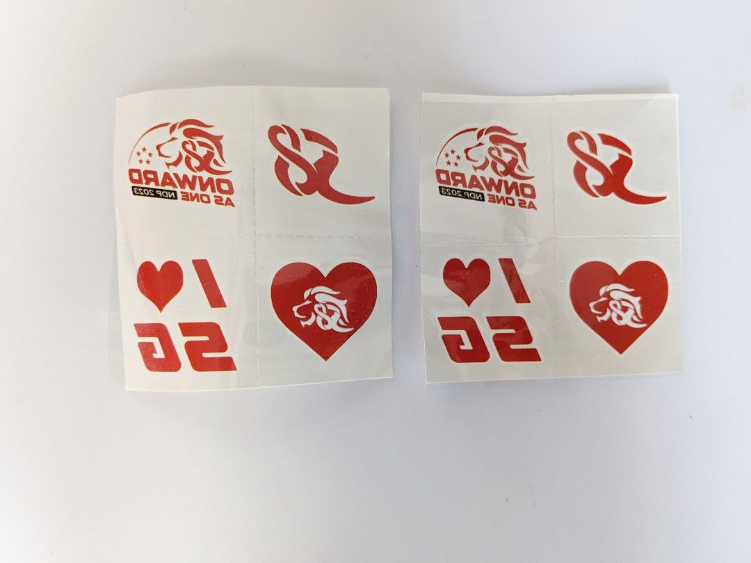 Singapore ndp national day temporary tattoo sticker, Hobbies & Toys ...