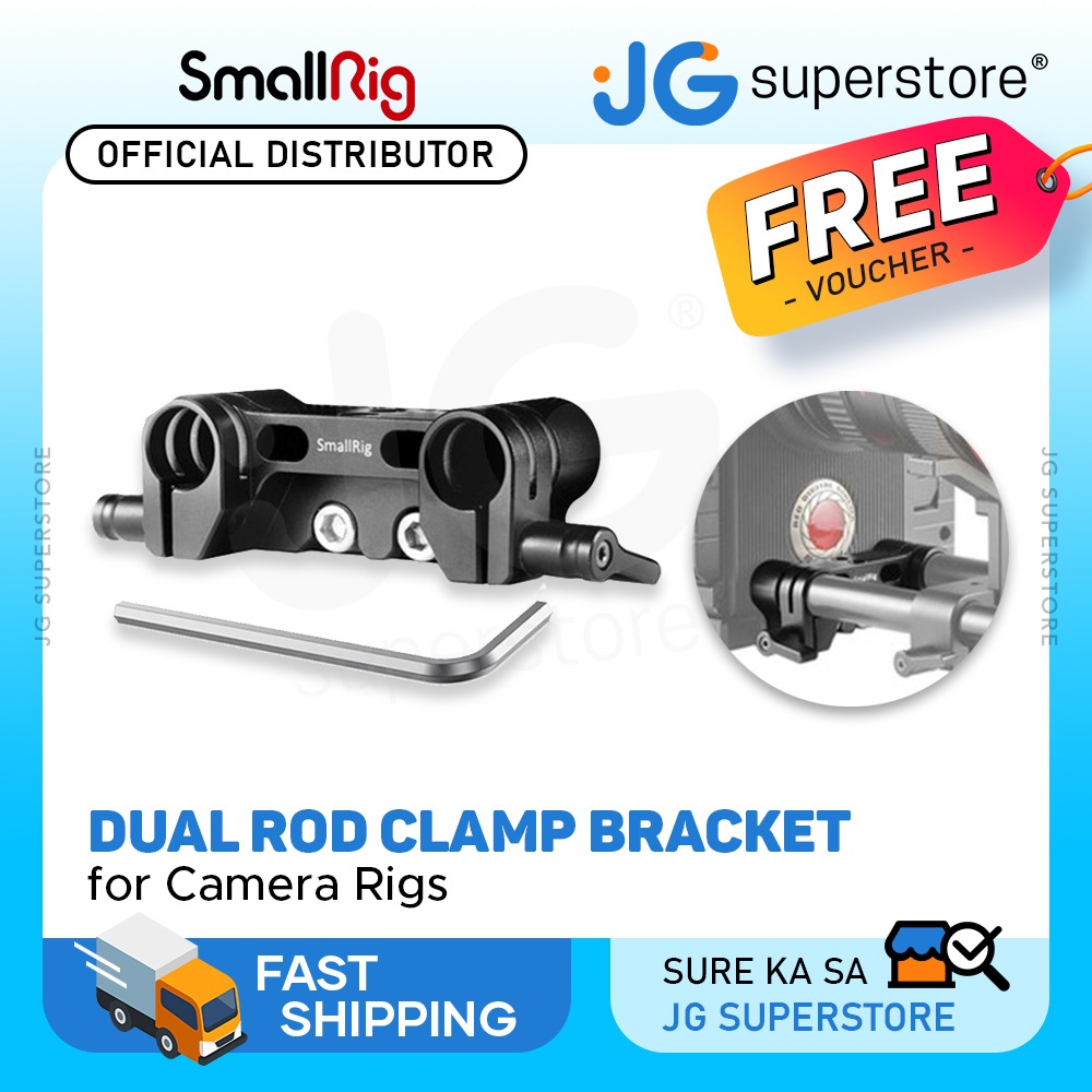SmallRig Dual 15mm Rod Clamp Bracket with 1/4"-20 Mounting Threads, 2 ...