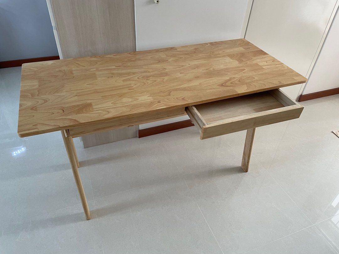 Solid Wood Desk Table, Furniture & Home Living, Furniture, Tables ...