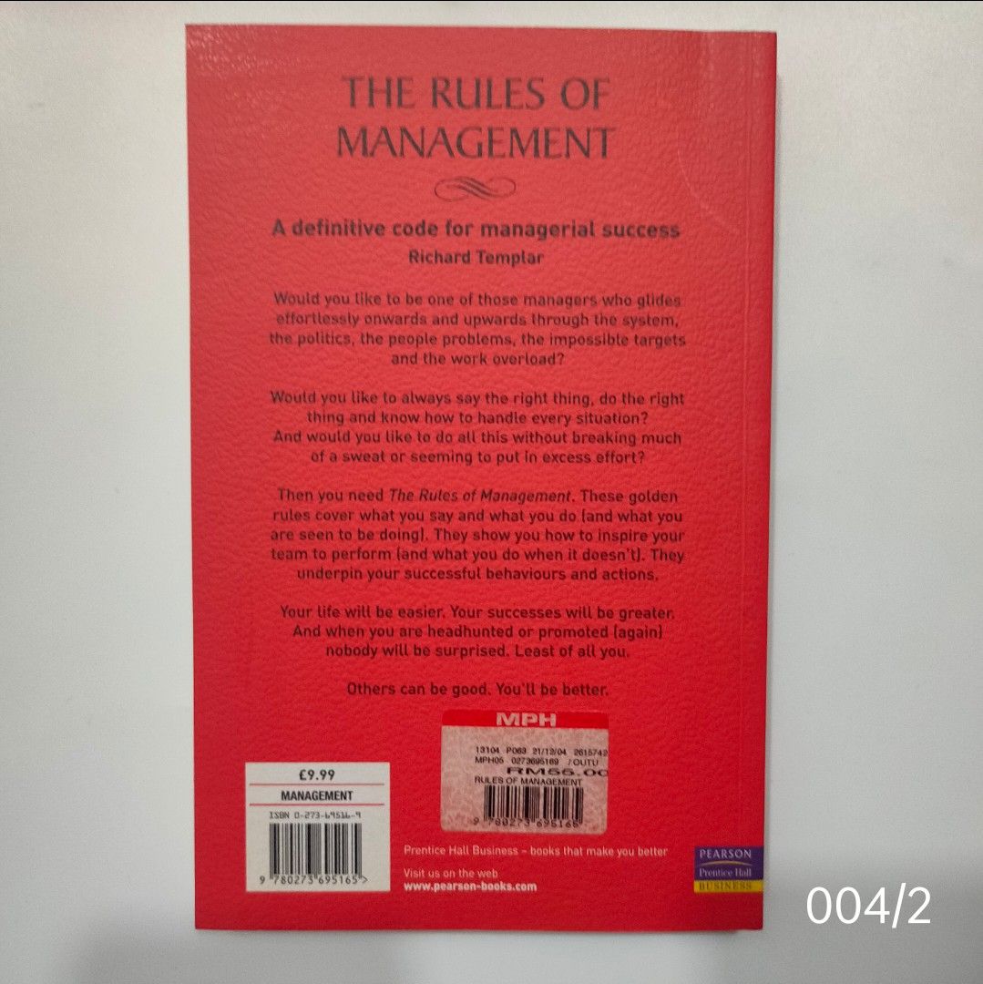 The Rules of Management, Hobbies & Toys, Books & Magazines, Assessment ...