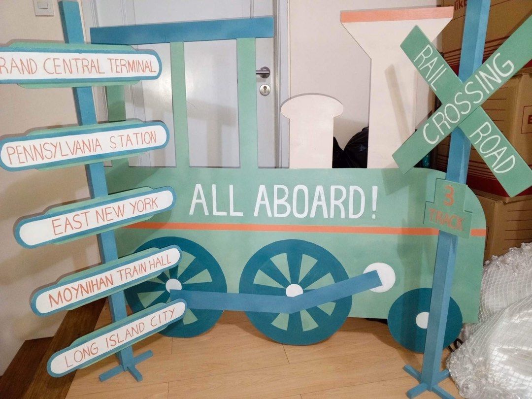 Train themed wooden signage, Hobbies & Toys, Stationary & Craft ...