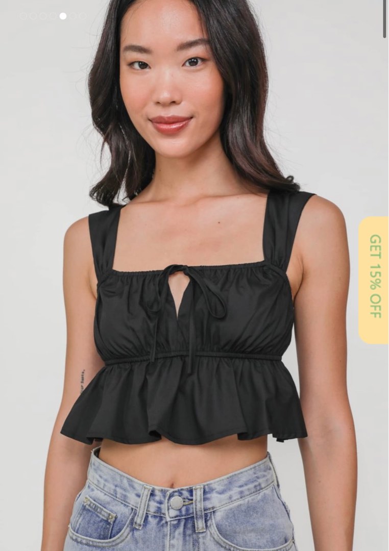 TTR Suzie crop flare top, Women's Fashion, Tops, Sleeveless on Carousell
