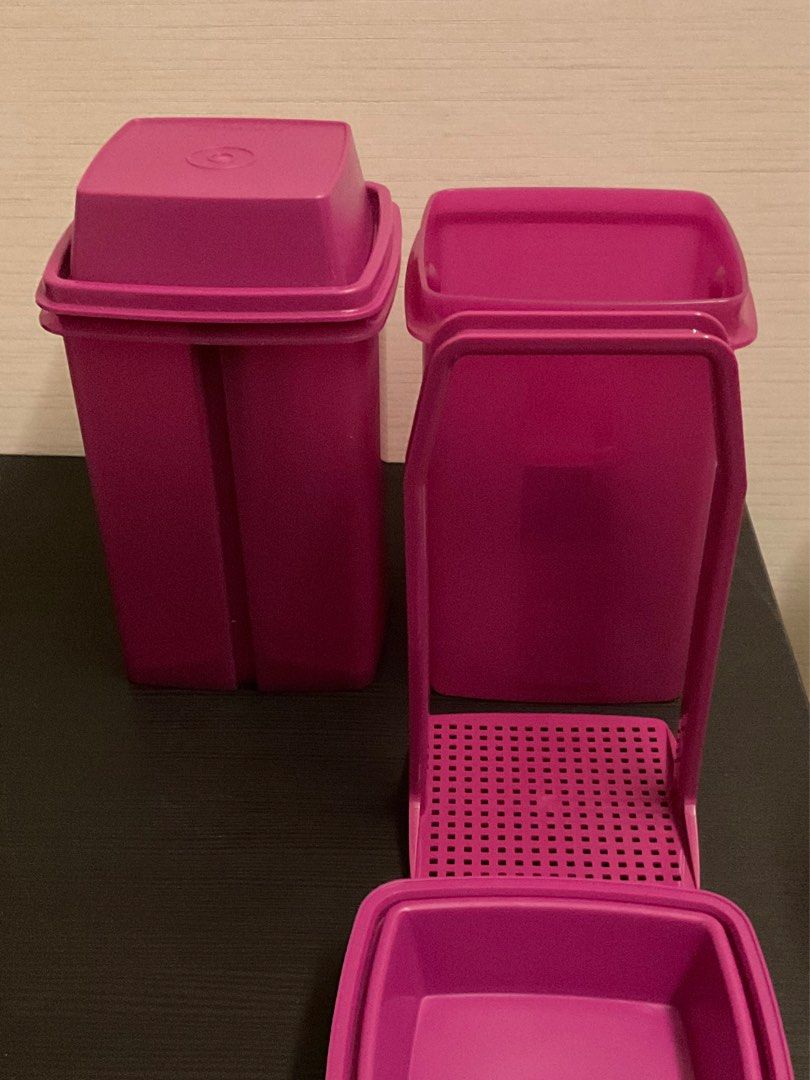 Tupperware Large Square 2 Quart Pick a Deli Container in Fiusha Color ...