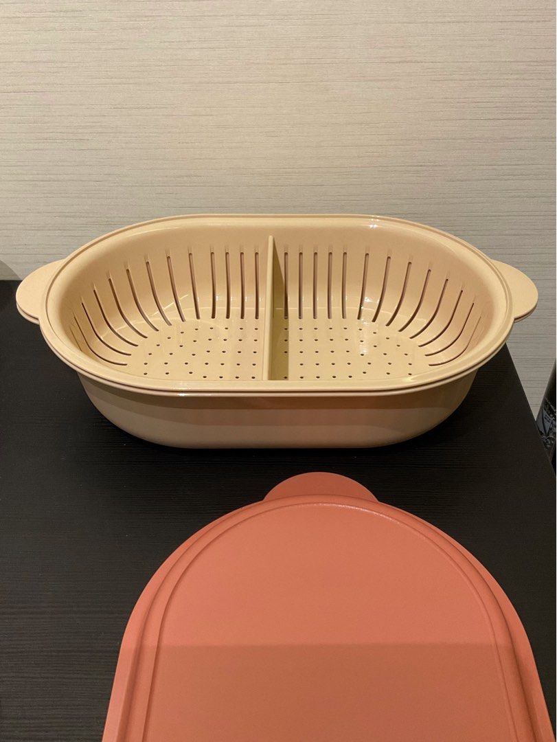 Tupperware Oval Serving Dish 2L and Strainer, Furniture & Home Living ...
