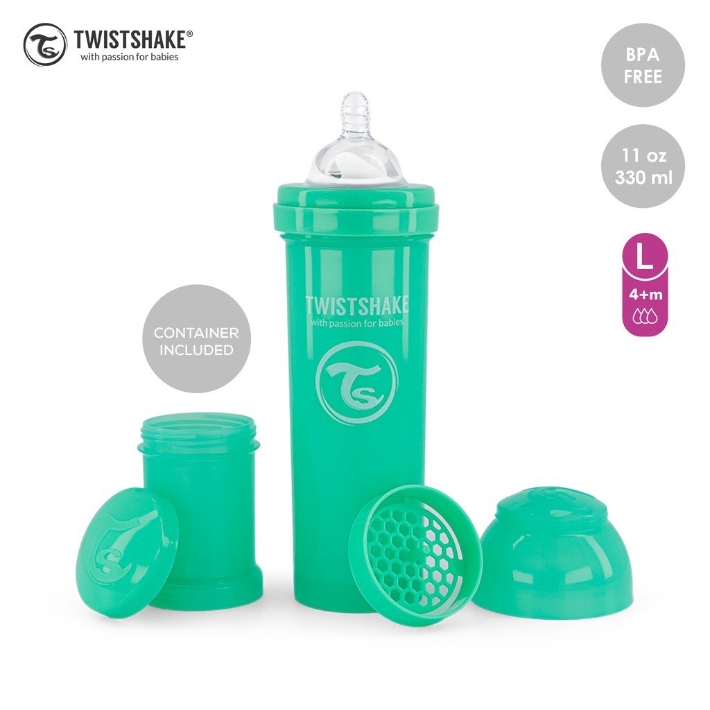 Twistshake Anti-Colic Baby Bottle 330ML/11OZ | BLUE GREEN, Babies & Kids, Nursing & Feeding ...