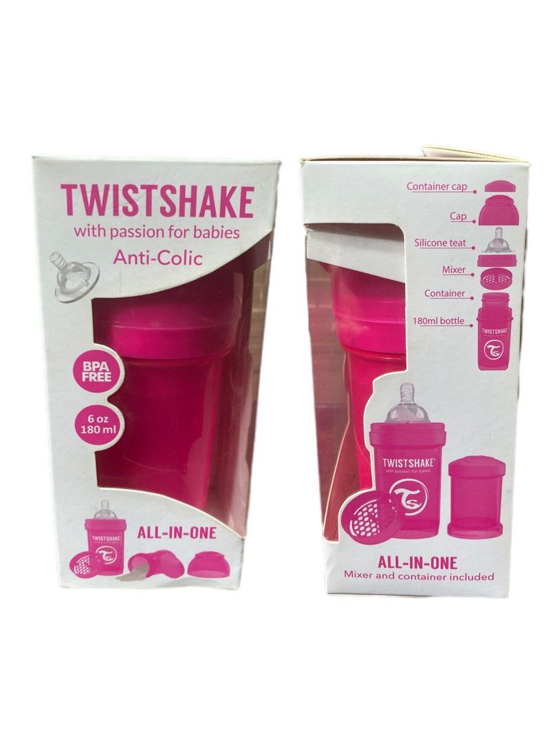 Twistshake Anti-Colic Baby Bottle 180ML/6OZ | HOT PINK, Babies & Kids ...