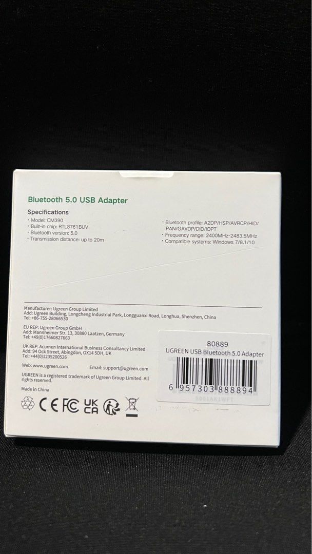 UGreen USB Bluetooth 5.0 Dongle, Computers & Tech, Parts & Accessories ...
