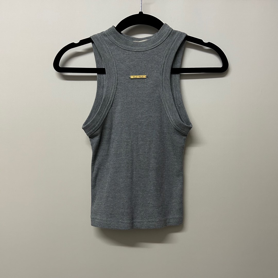 Undo Studio Gray Halter Ribbed Top on Carousell