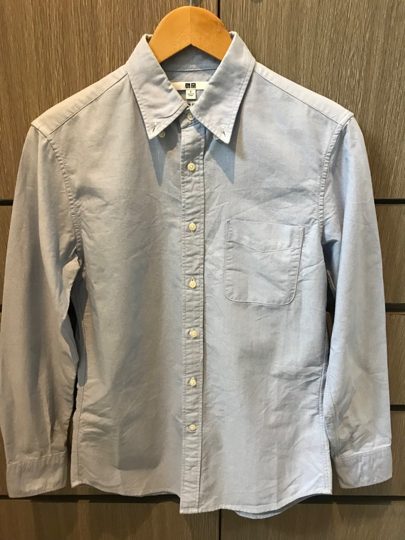 Uniqlo blue long sleeve, Men's Fashion, Tops & Sets, Formal Shirts on ...