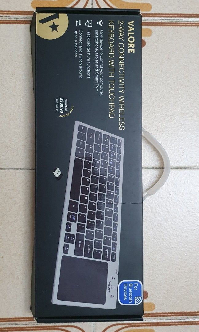 Valore Wireless Bluetooth Keyboard with Touchpad Trackpad for Laptop iPad MacBook, Computers ...