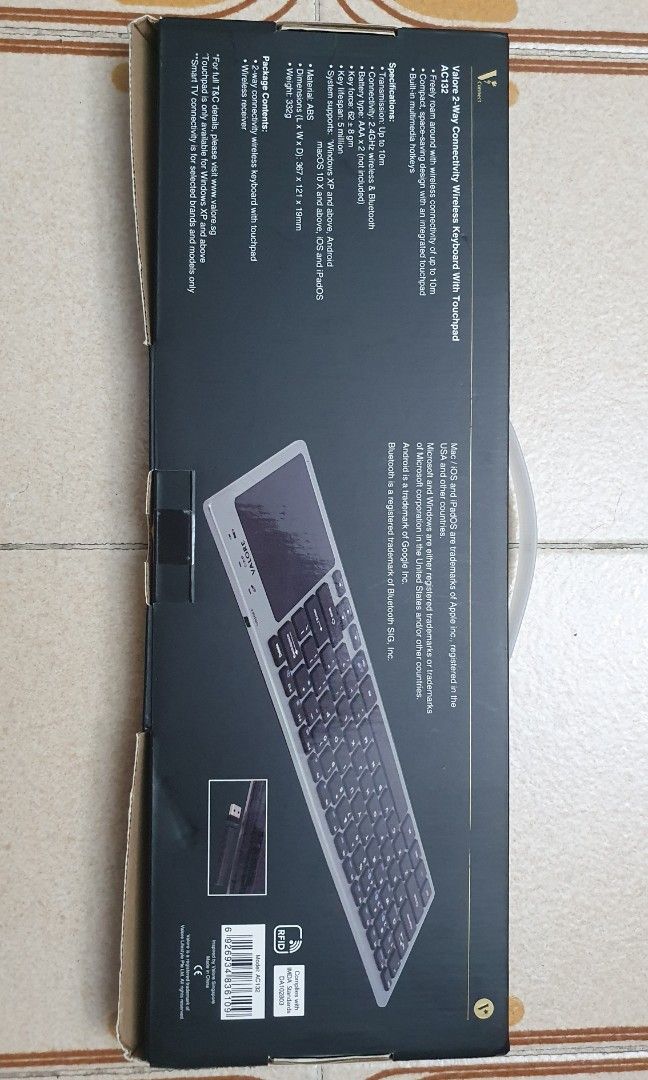 Valore Wireless Bluetooth Keyboard with Touchpad Trackpad for Laptop iPad MacBook, Computers ...