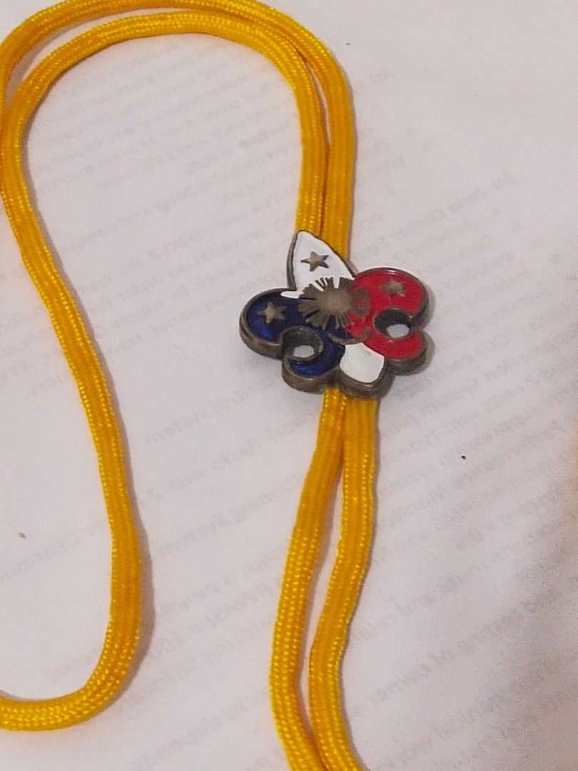 vintage "BSP Laminated Metal Scout symbol"/with Paracord/Copper aglets ...