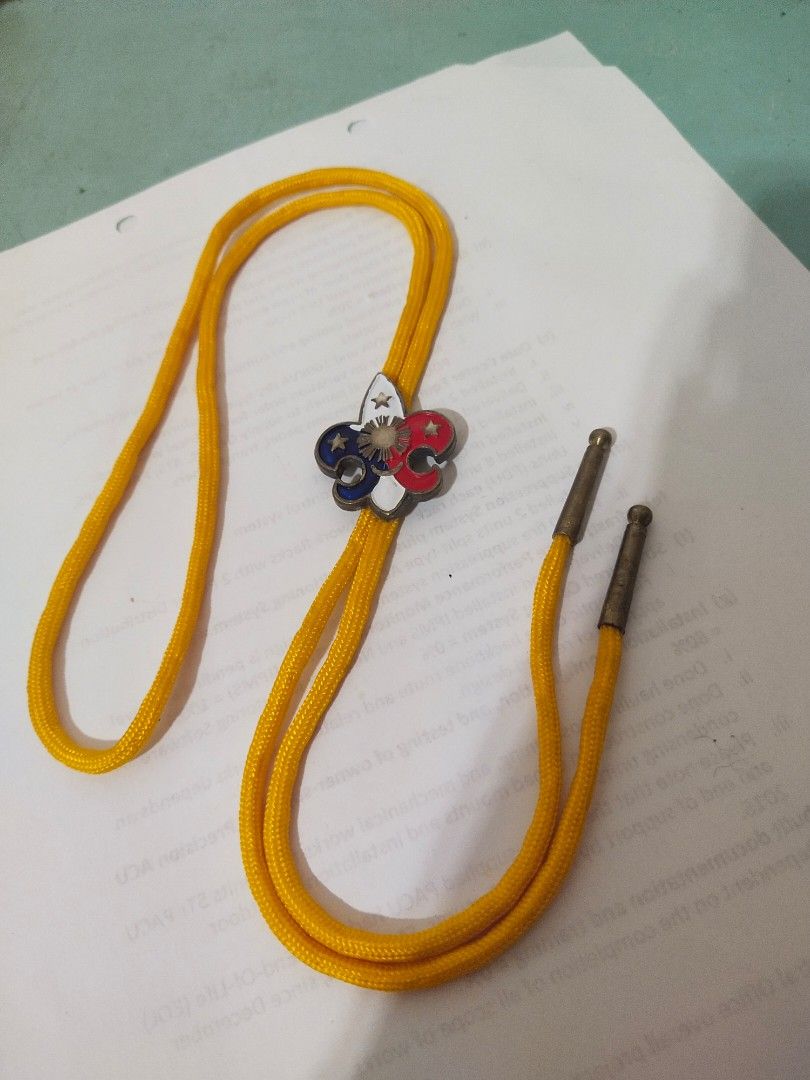 vintage "BSP Laminated Metal Scout symbol"/with Paracord/Copper aglets ...