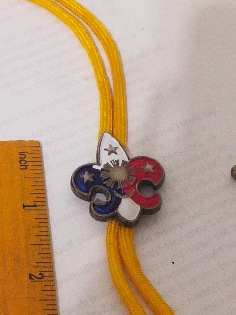 vintage "BSP Laminated Metal Scout symbol"/with Paracord/Copper aglets ...