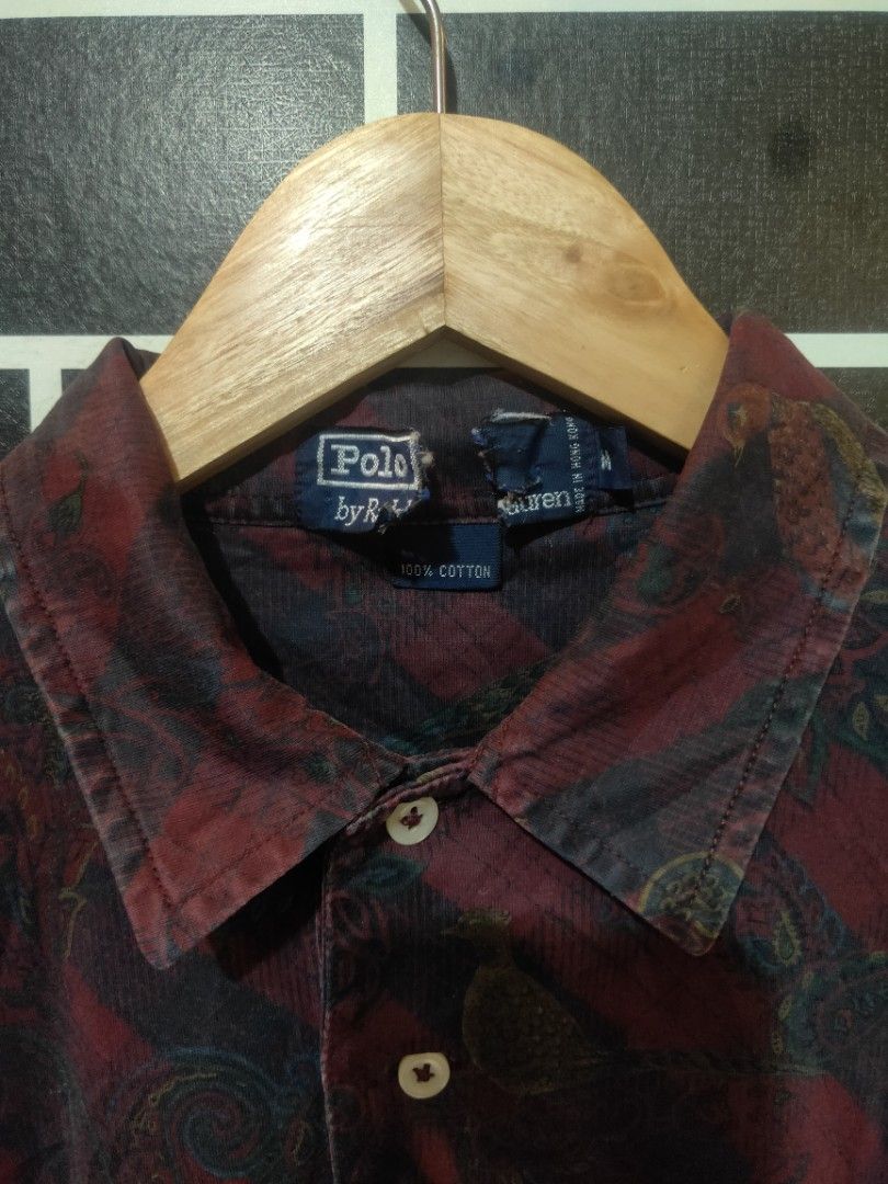 Vintage Polo Ralph Lauren Paisley Pheasant Bird Printed Polo Shirt, Men ...